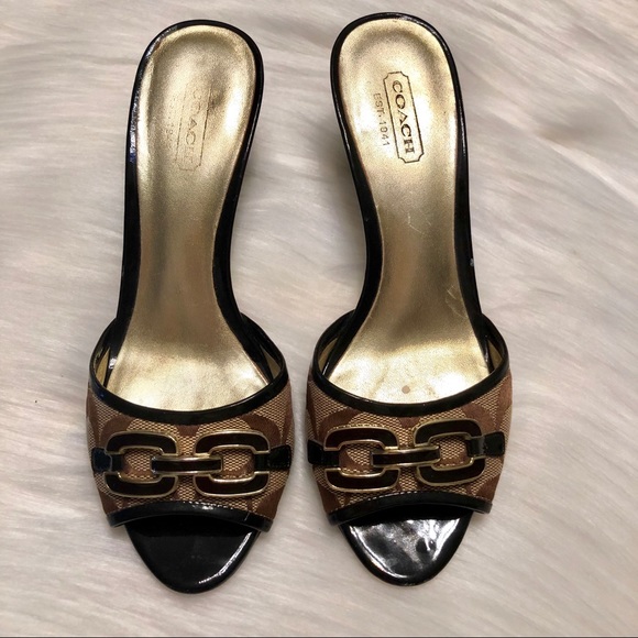 Coach | Shoes | Coach Signature Monogram Slip On Heels | Poshmark